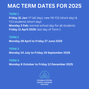 Term dates – Mount Aspiring College